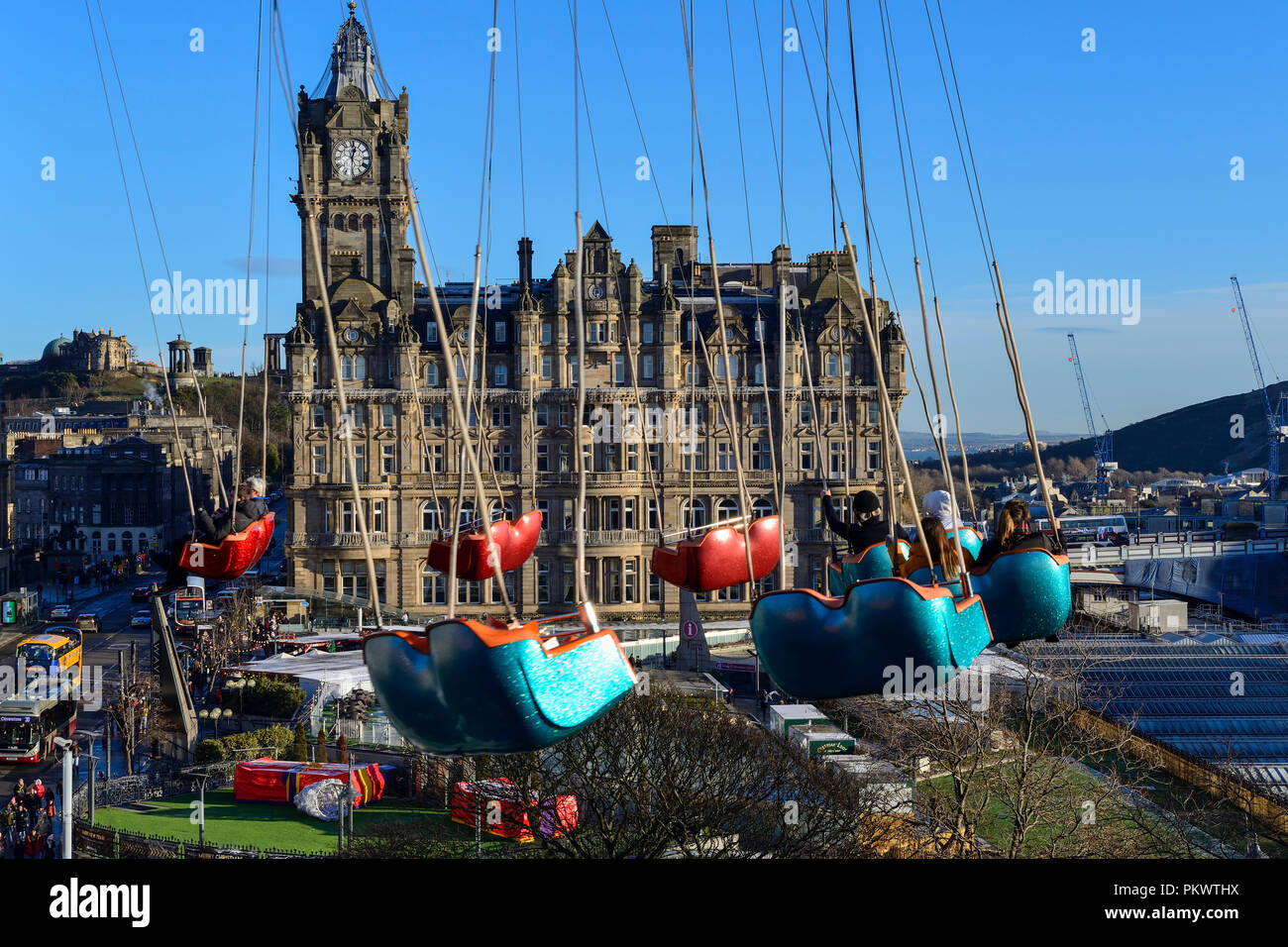 Aerial view of the Star Flyer ride from the Scott Monument in Princes ...