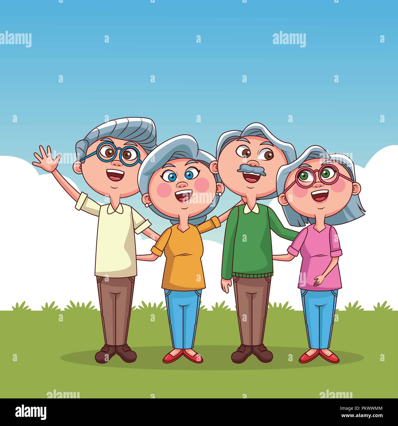Happy senior grandparent playing Stock Vector Images - Alamy