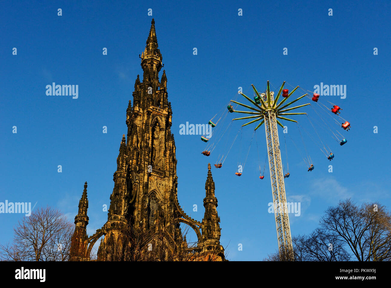 The Star Flyer ride next to the Scott Monument in Princes Street ...