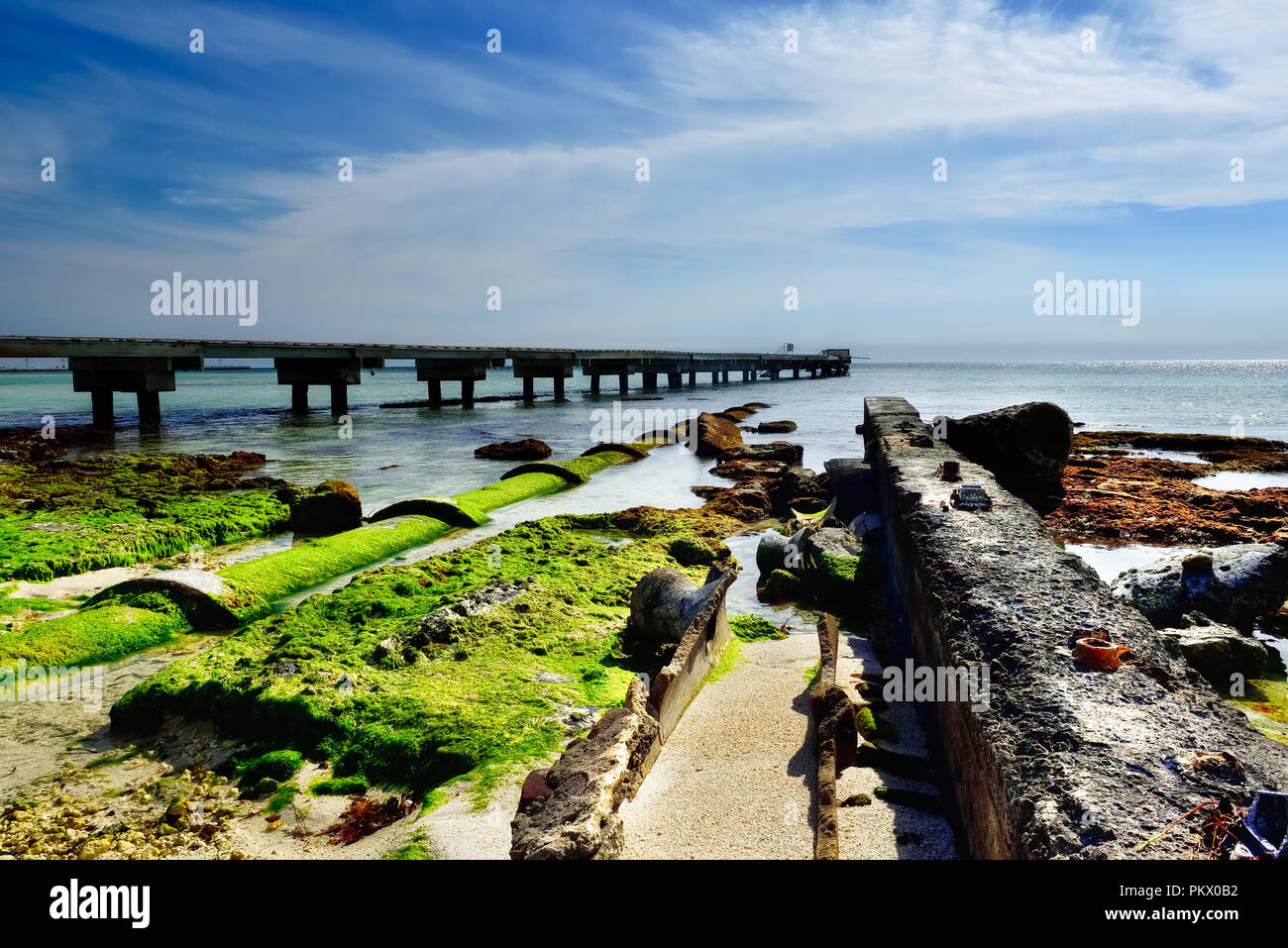 Old Sea wall next to Higgs Beach Pier on Higgs Beach Key West Stock ...