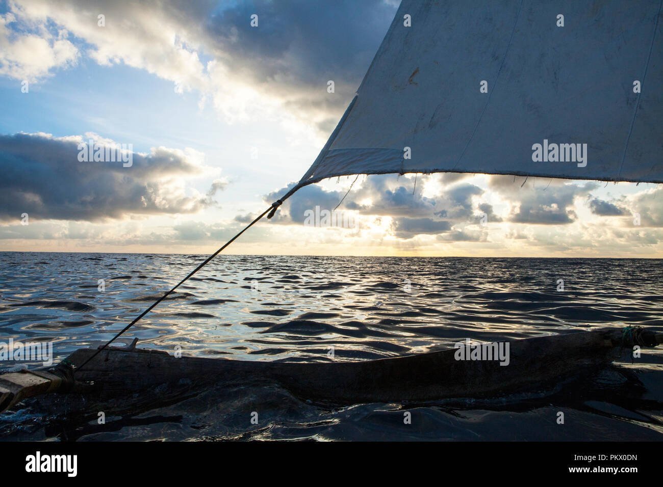 View from authentic wooden african boat, made of mango tree. Galu ...