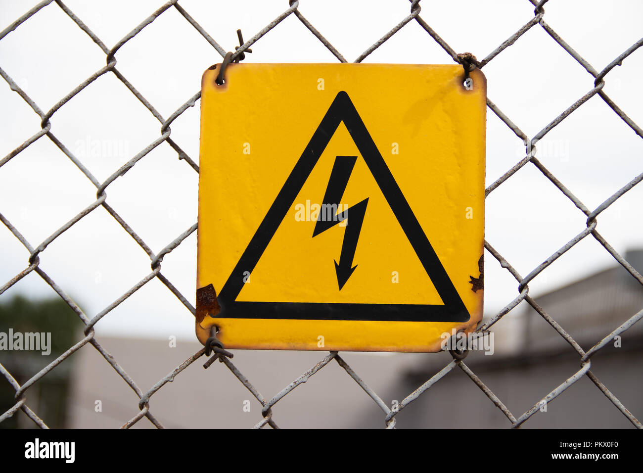 the sign is dangerous. warning sign of danger. yellow sign Stock Photo ...