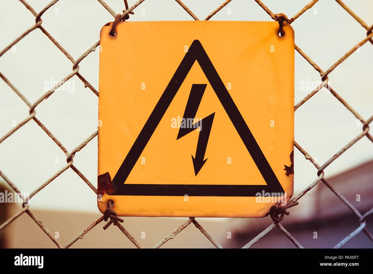 the sign is dangerous. warning sign of danger. yellow sign Stock Photo ...