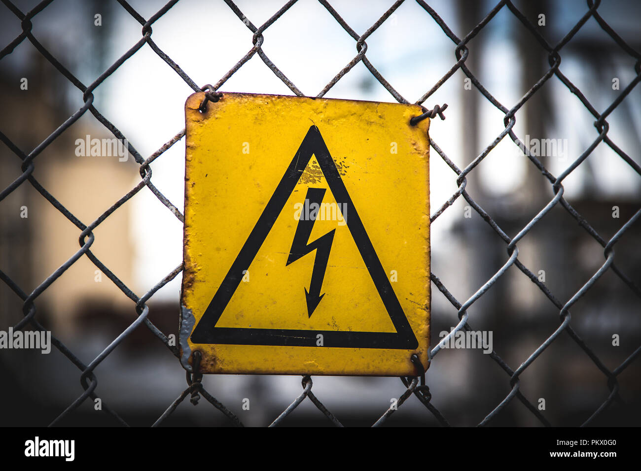 the sign is dangerous. warning sign of danger. yellow sign Stock Photo ...