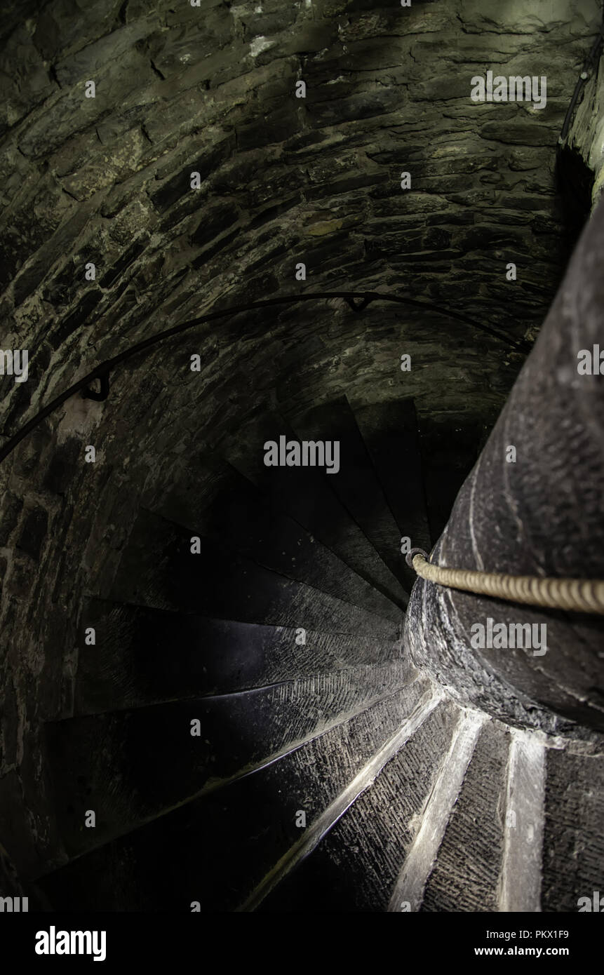 Ancient spiral staircase, medieval staircase detail Stock Photo - Alamy