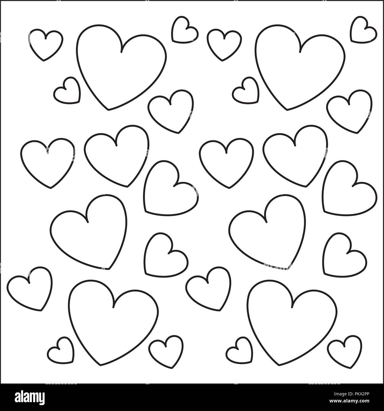 Hearts pattern background in black and white Stock Vector Image & Art ...