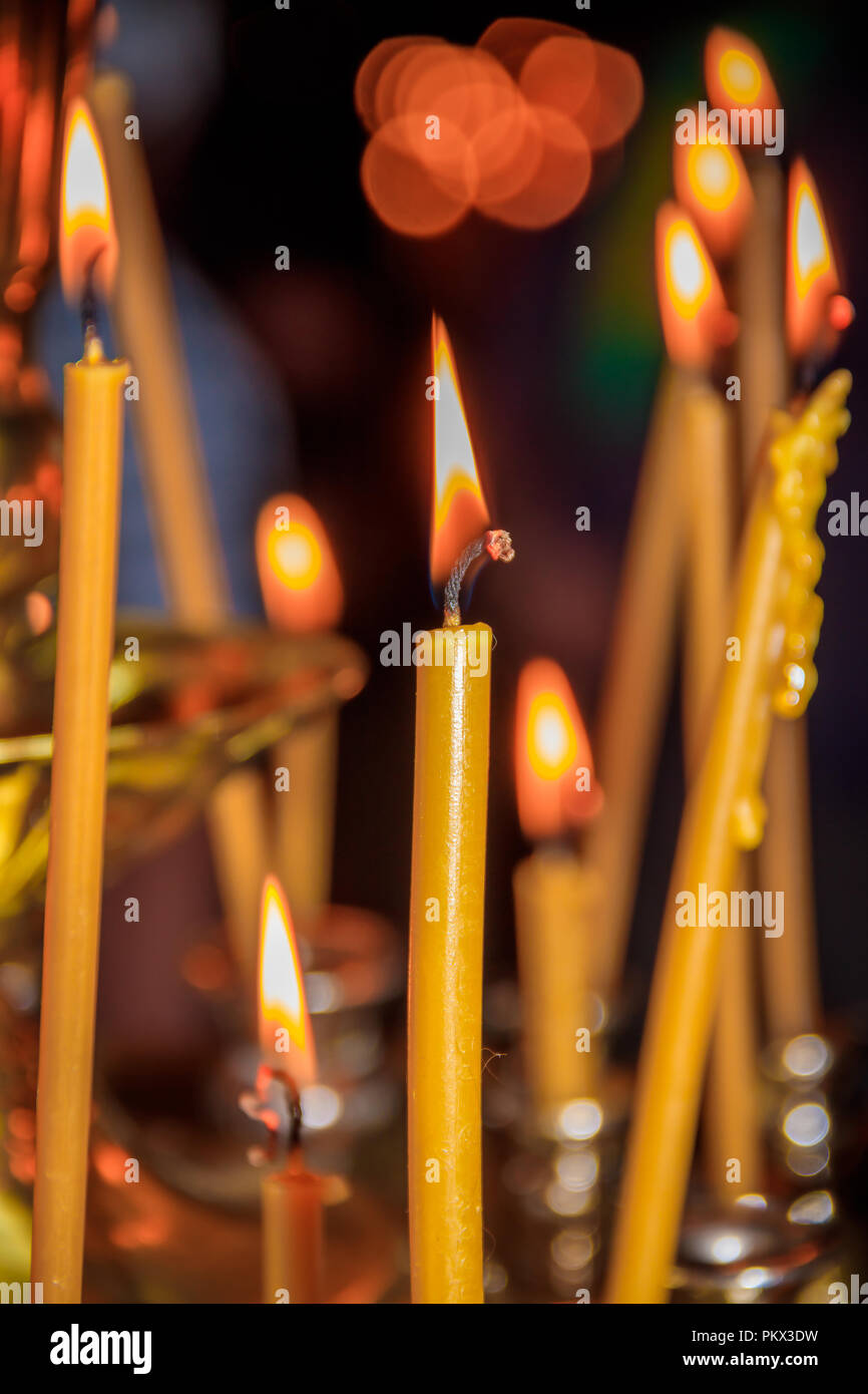 Candles in the temple. Religion and Orthodoxy in the Temples. Wax ...