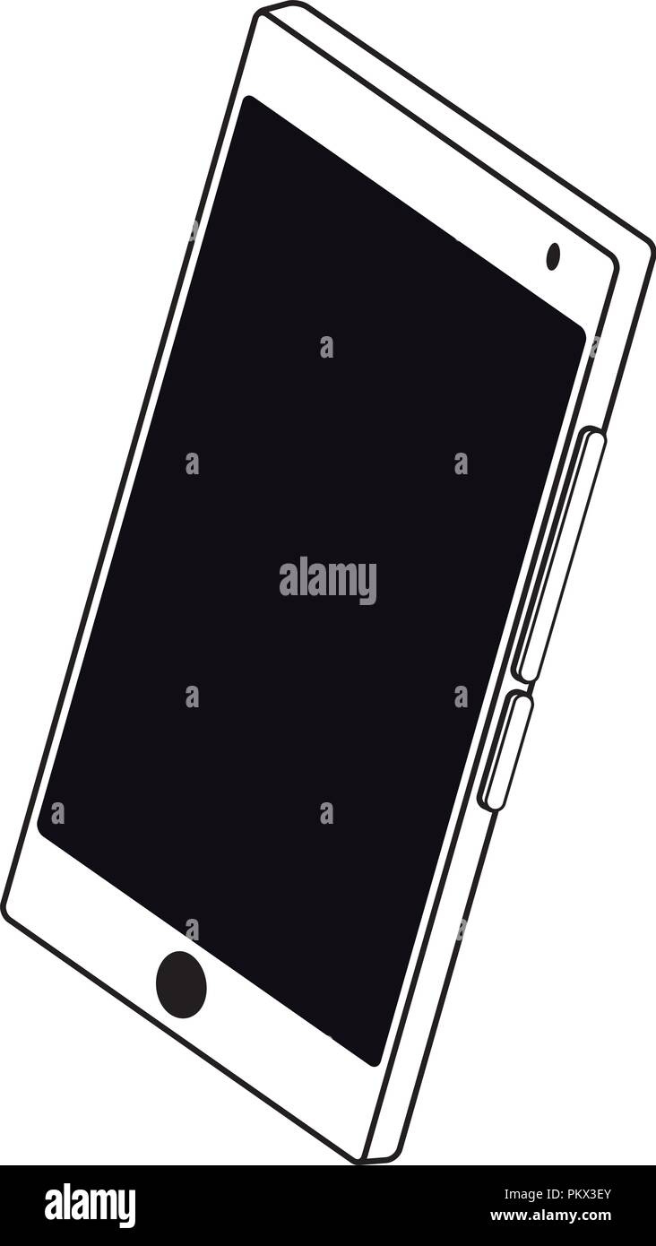 Smartphone mobile technology in black and white Stock Vector Image ...