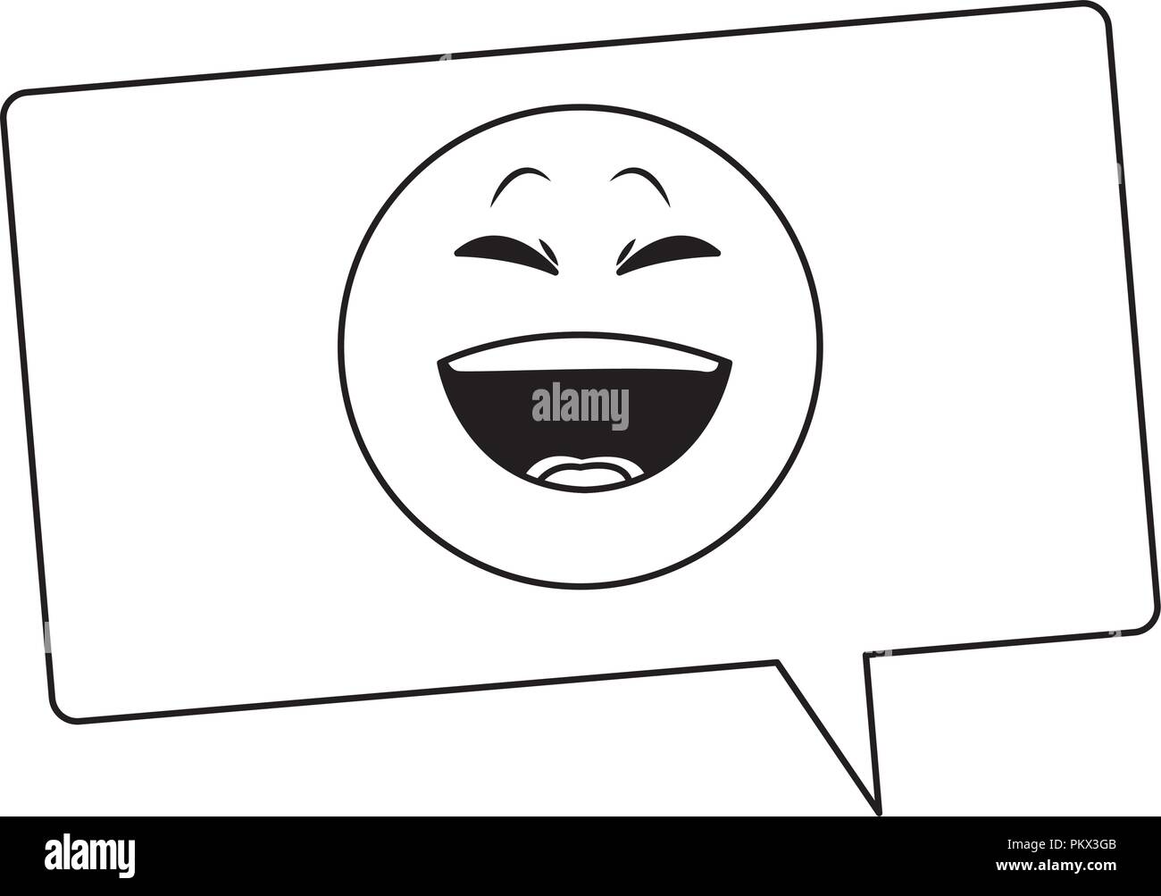 Laugh emoticon in bubble in black and white Stock Vector Image & Art ...