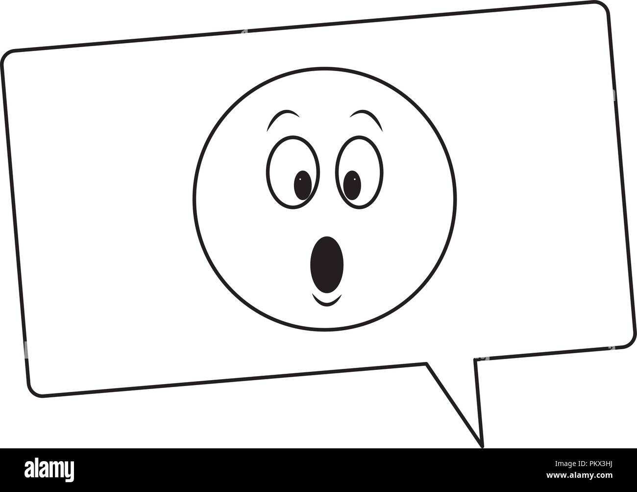 Suprised emoticon inside bubble in black and white Stock Vector Image ...