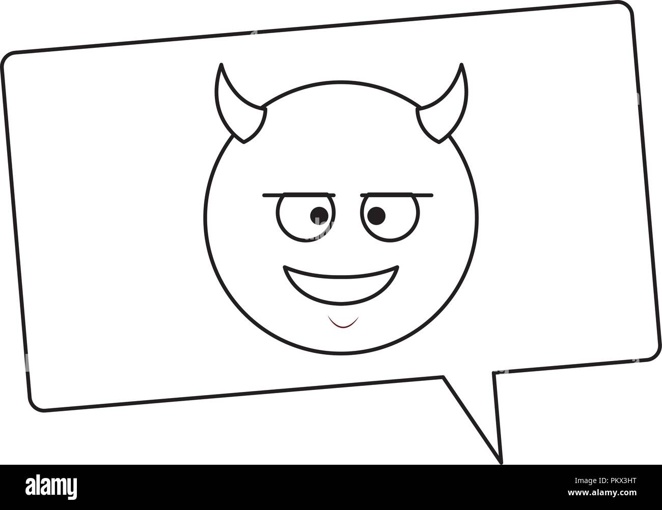 Devil emoticon in bubble in black and white Stock Vector Image & Art ...