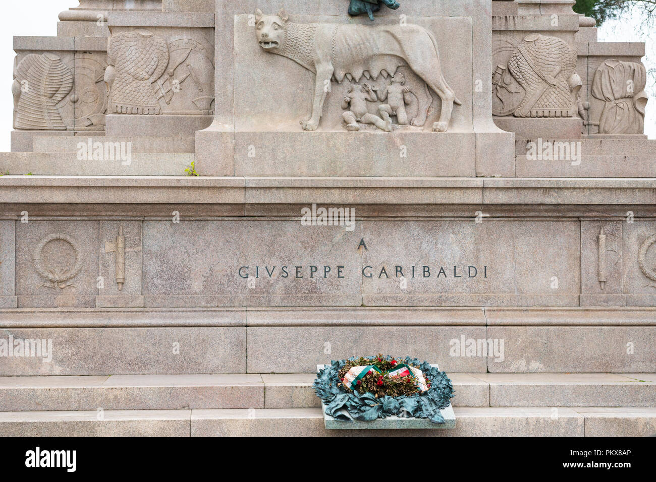 Lower part of monument dedicated to Giuseppe Garibaldi located on the ...
