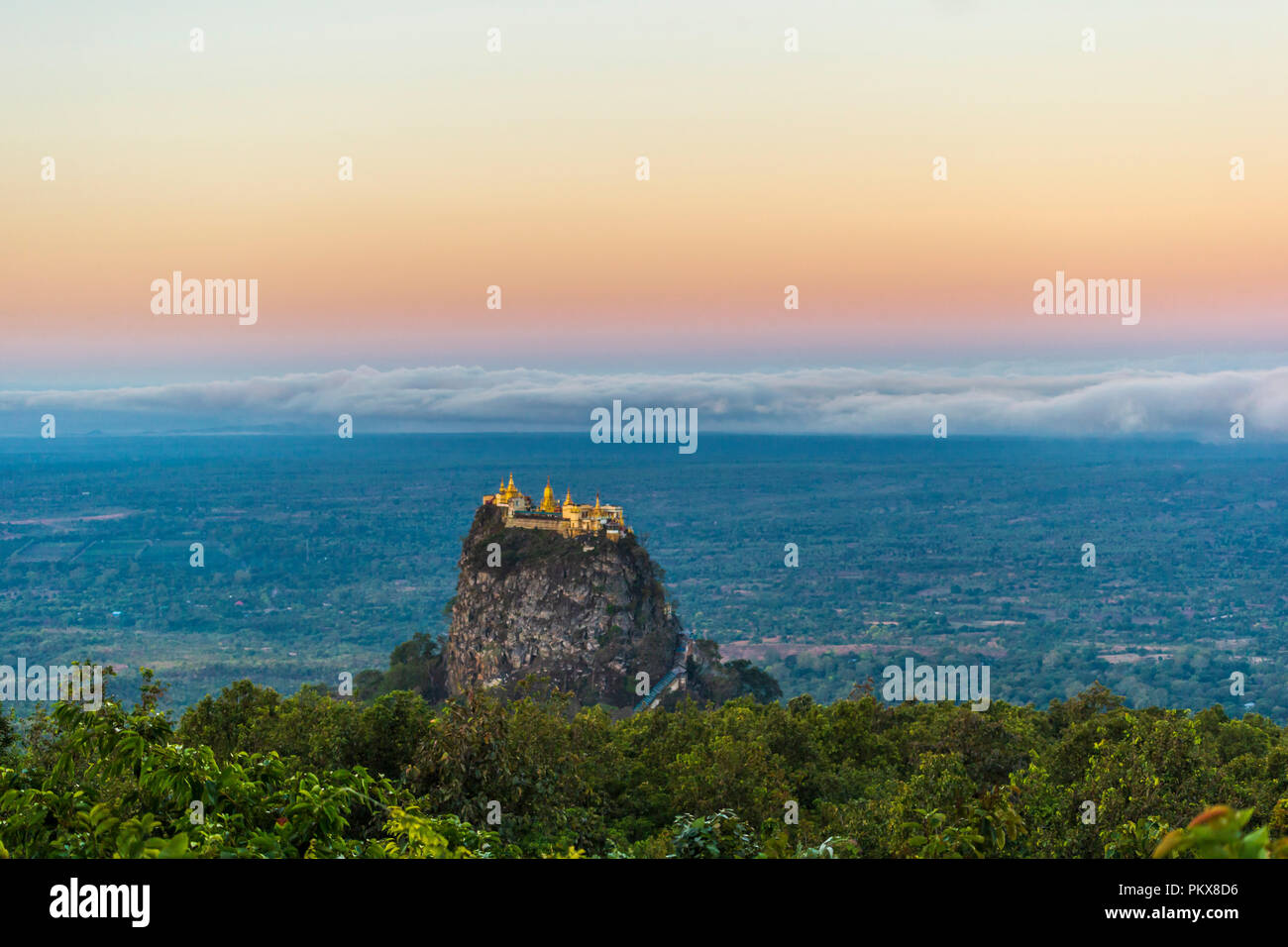Mount Popa on an old volcano in Bagan, Myanmar Stock Photo - Alamy