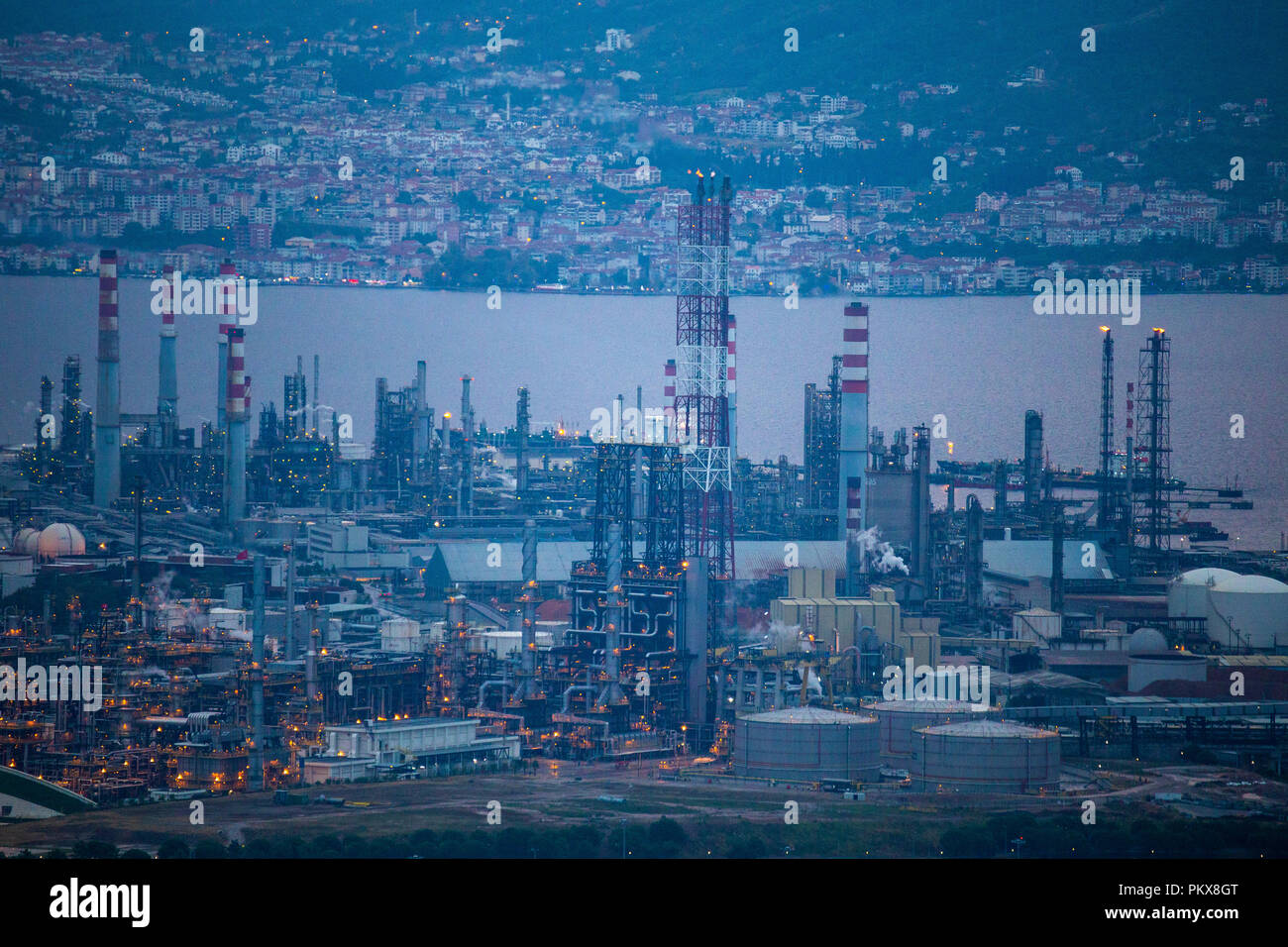 High angle zoomed view of Tupras Oil Rafinery. Tupras is Turkey's ...