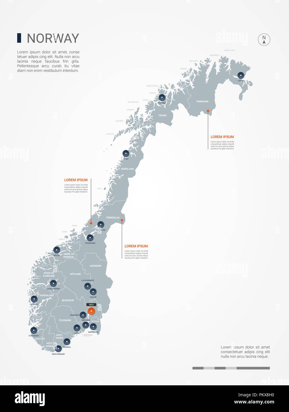 Norway map with borders, cities, capital and administrative divisions ...