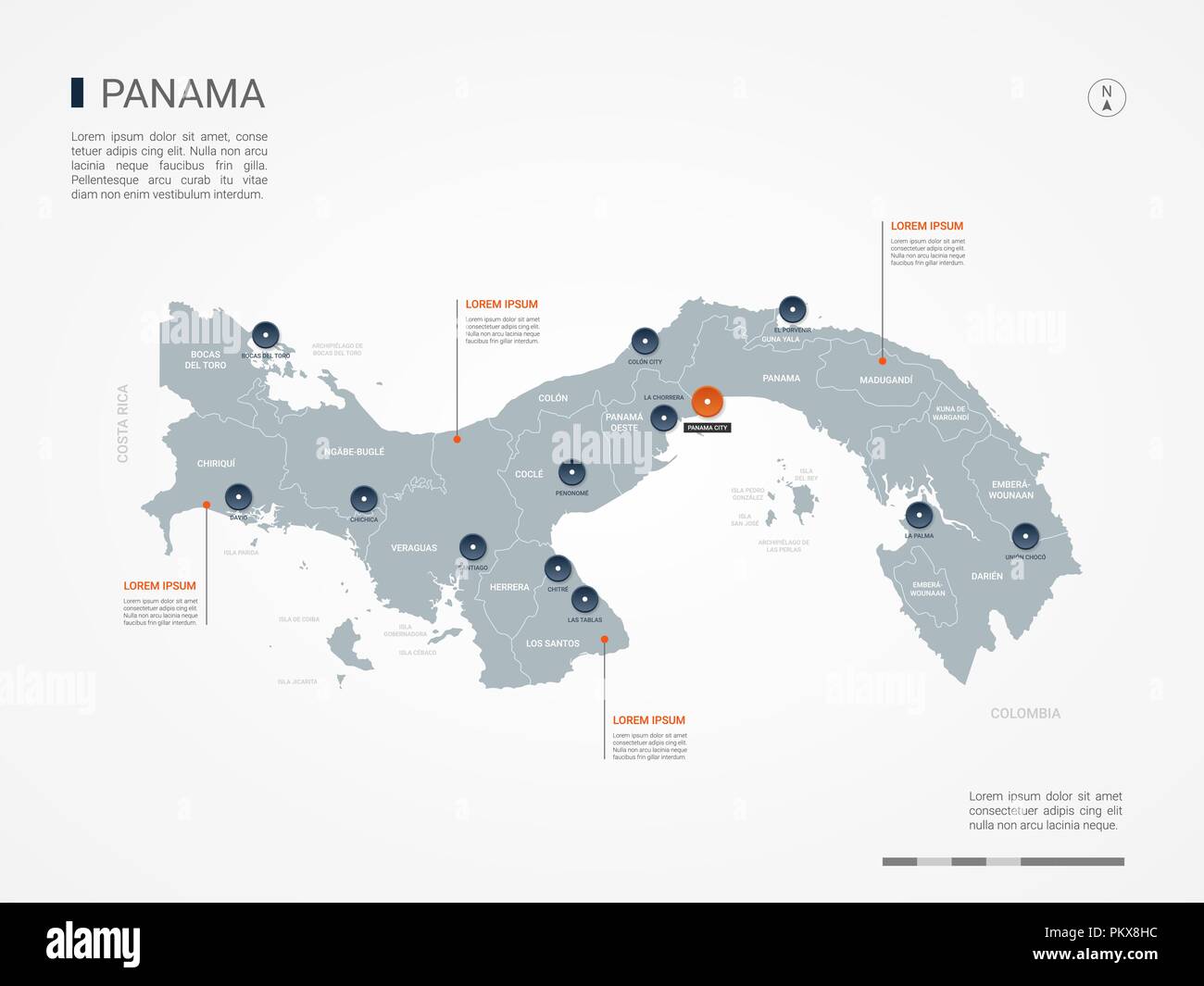 Panama Map Towns Panama Country Detailed Editable Map With Regions