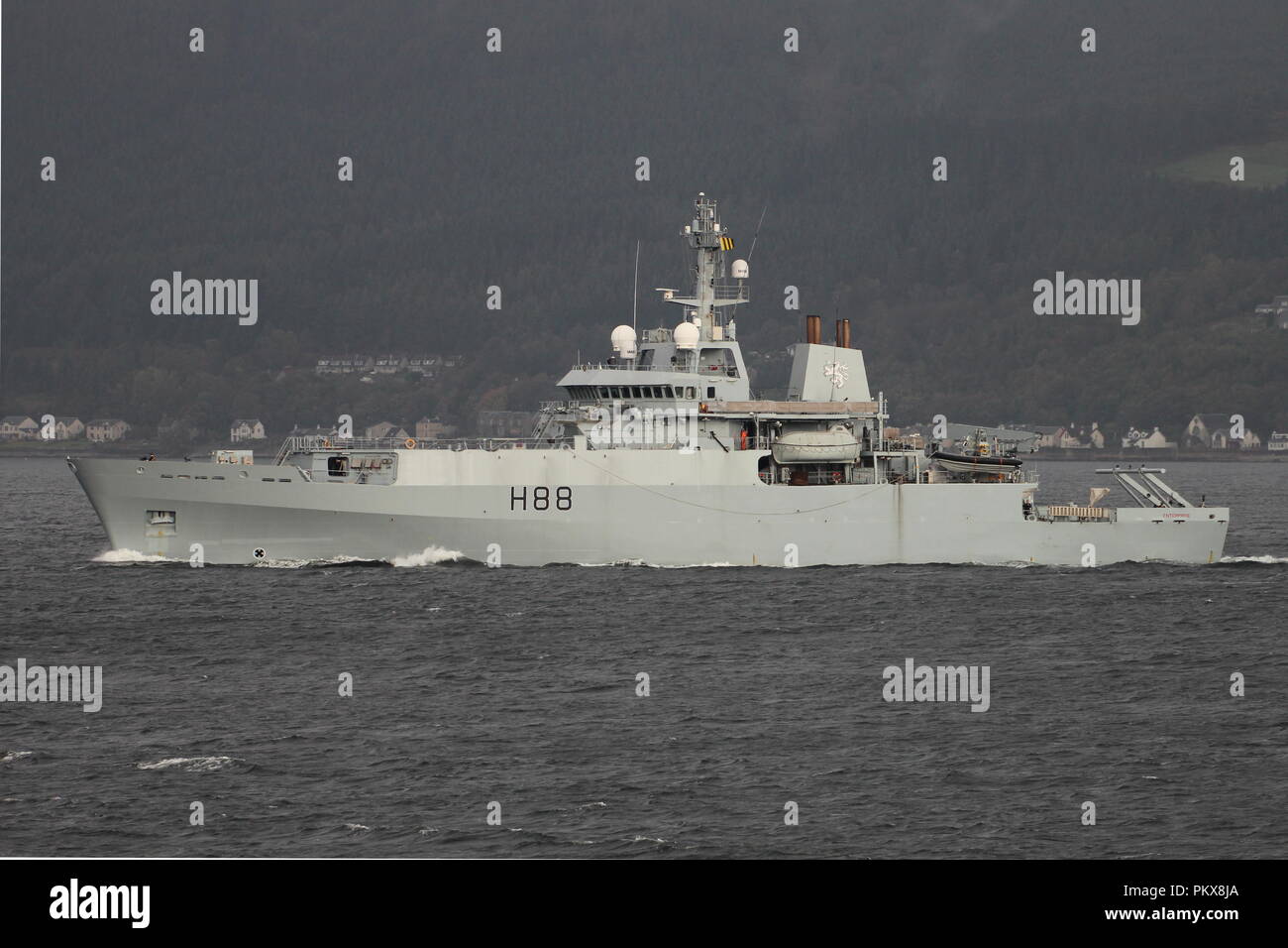 HMS Enterprise (H88), an Echo-class hydrographic survey vessel operated ...