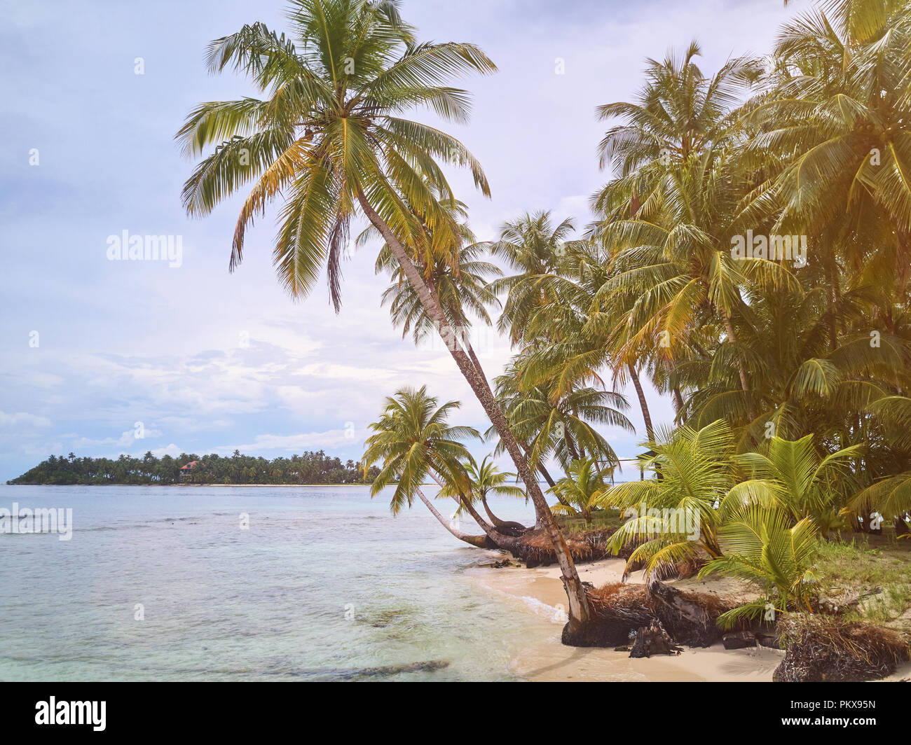 Summer vacation on exotic virgin island theme. Caribbean coastline ...