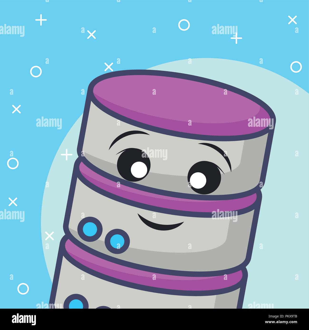 kawaii data server over blue background, colorful design. vector ...