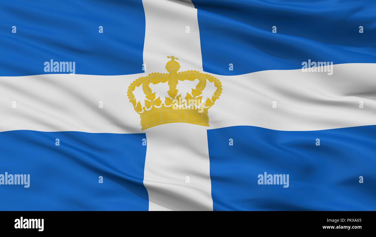 Hellenic Kingdom 1935 Flag, Closeup View, 3D Rendering Stock Photo - Alamy