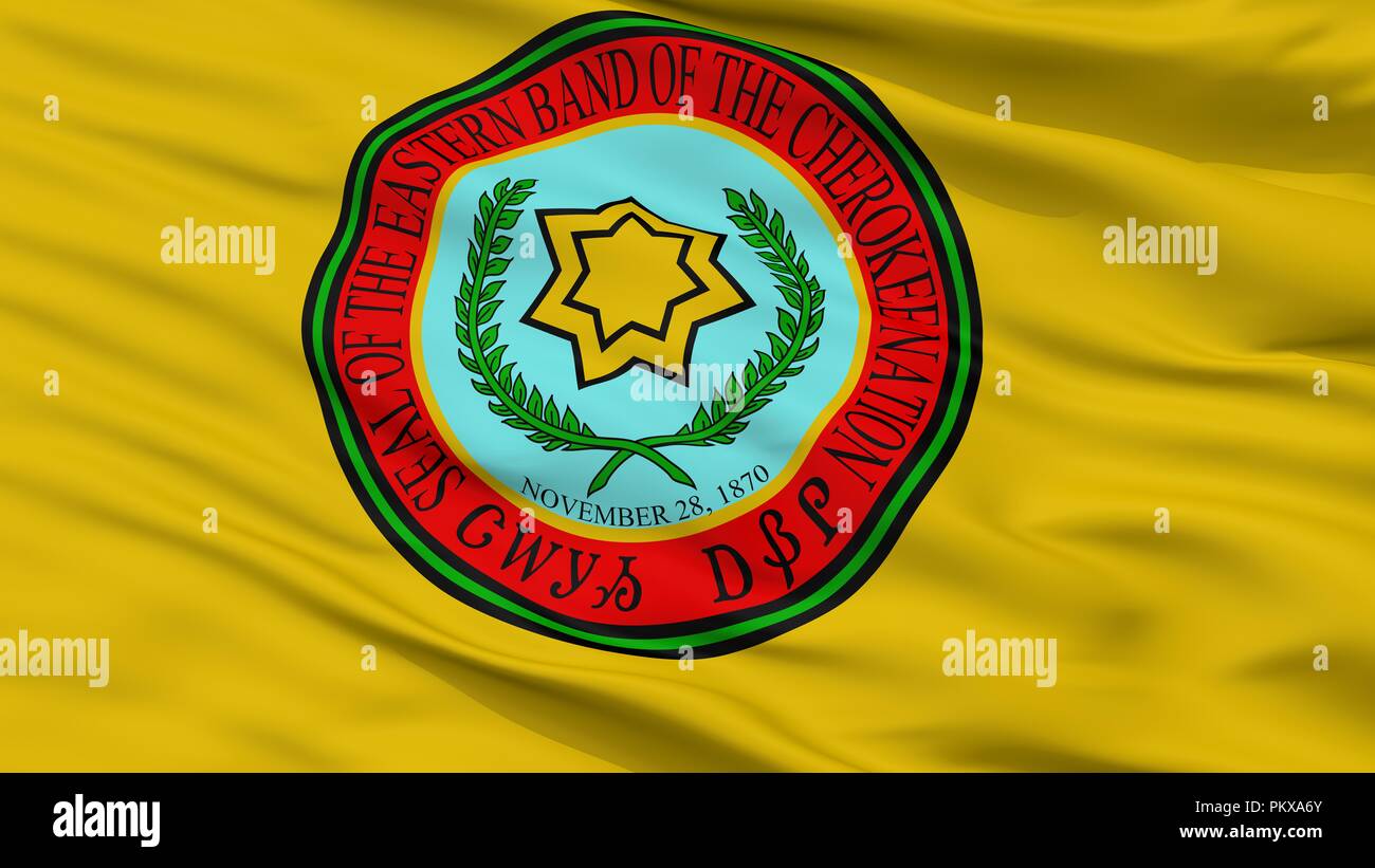 Eastern Band Cherokee Indian Flag, Closeup View, 3D Rendering Stock ...