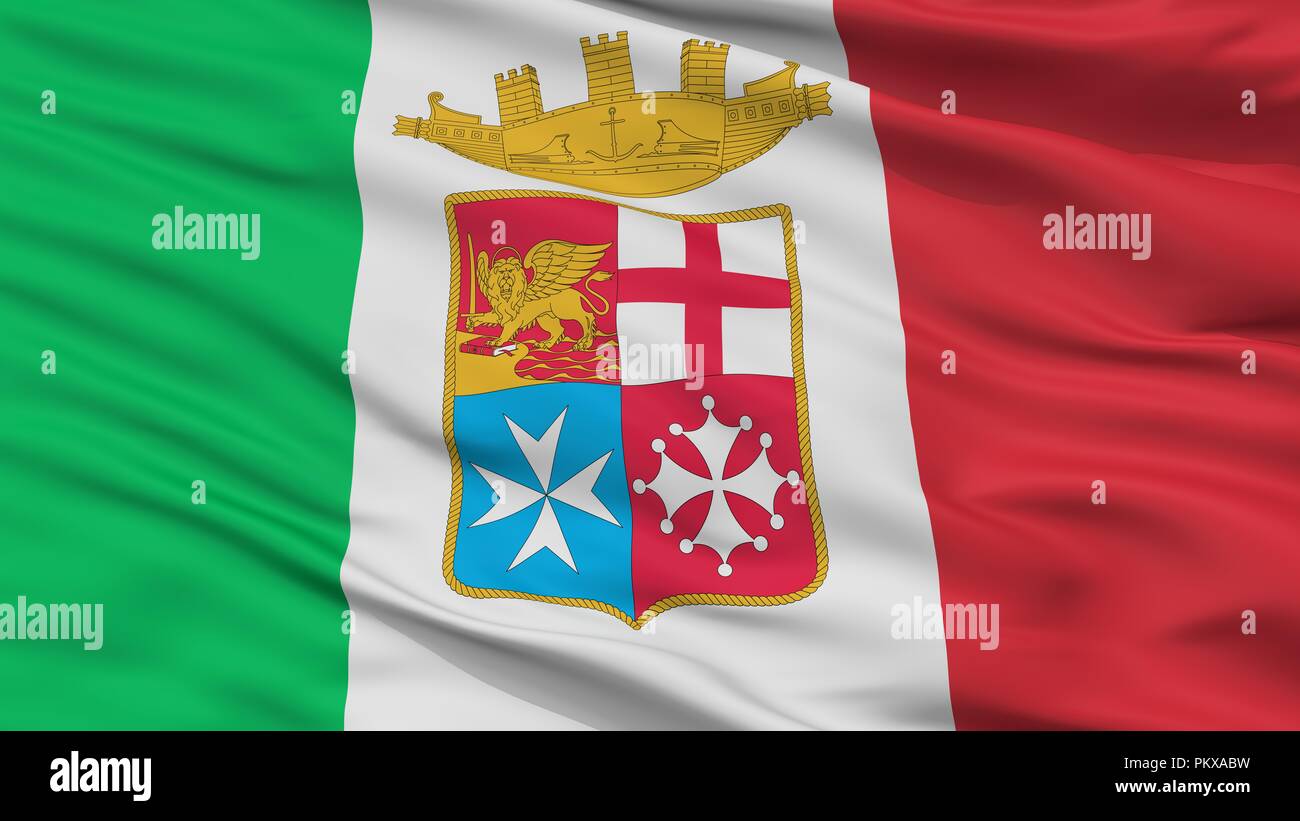 Italy Naval Ensign Flag, Closeup View, 3D Rendering Stock Photo - Alamy