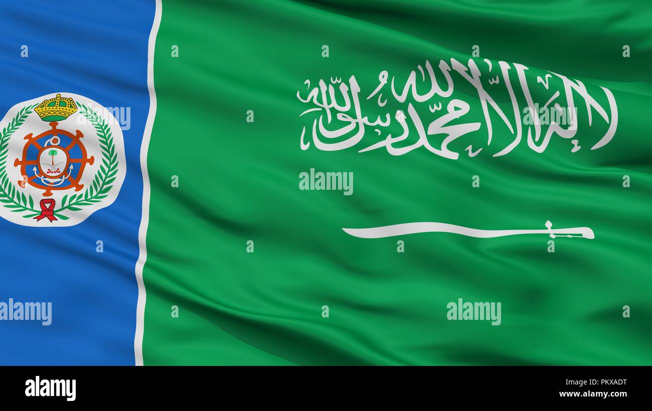 Saudi Arabia Naval Ensign Flag, Closeup View, 3D Rendering Stock Photo ...