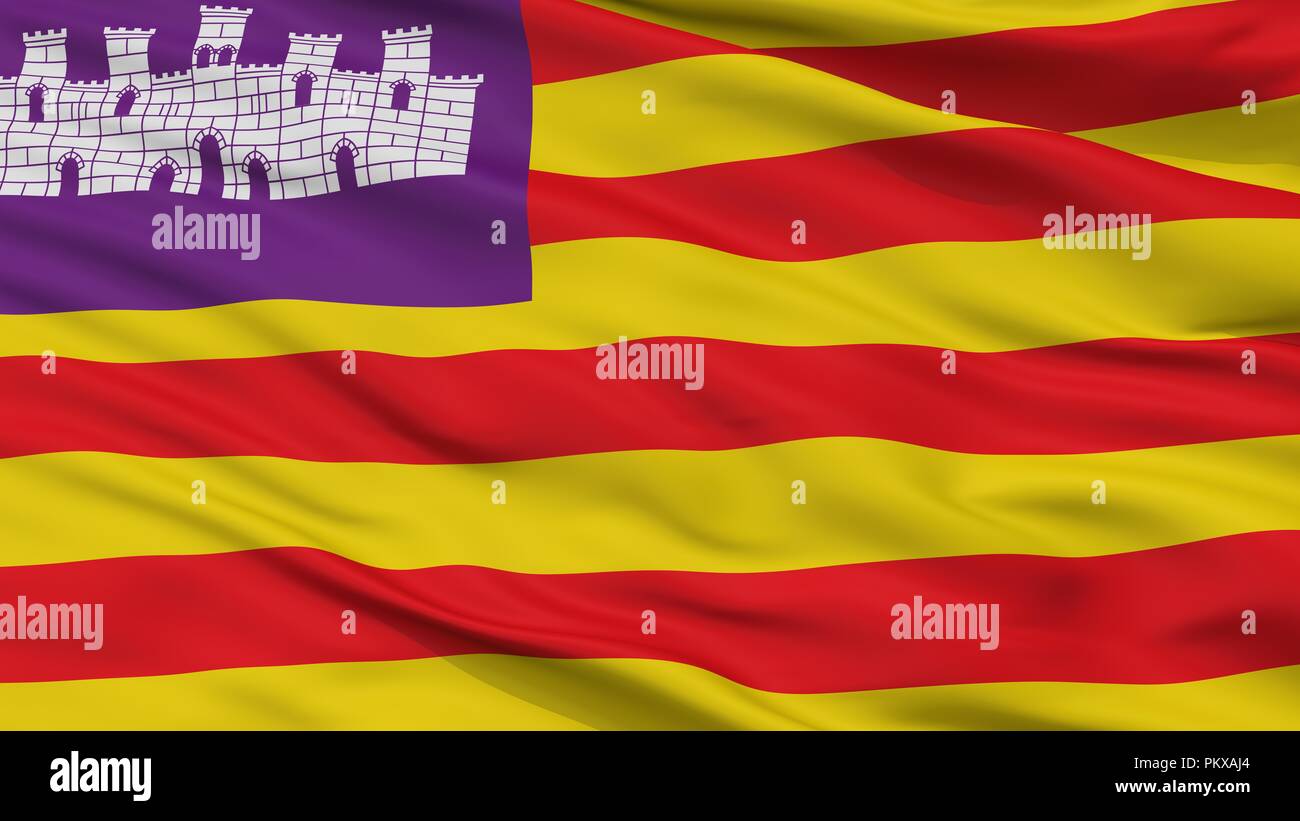 Balearic Islands Flag, Closeup View, 3D Rendering Stock Photo - Alamy