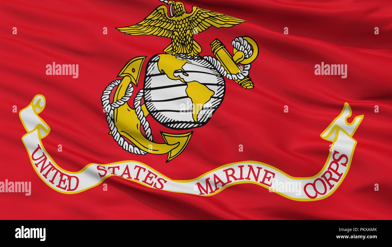 United States Marine Corps Flag, Closeup View, 3D Rendering Stock Photo ...