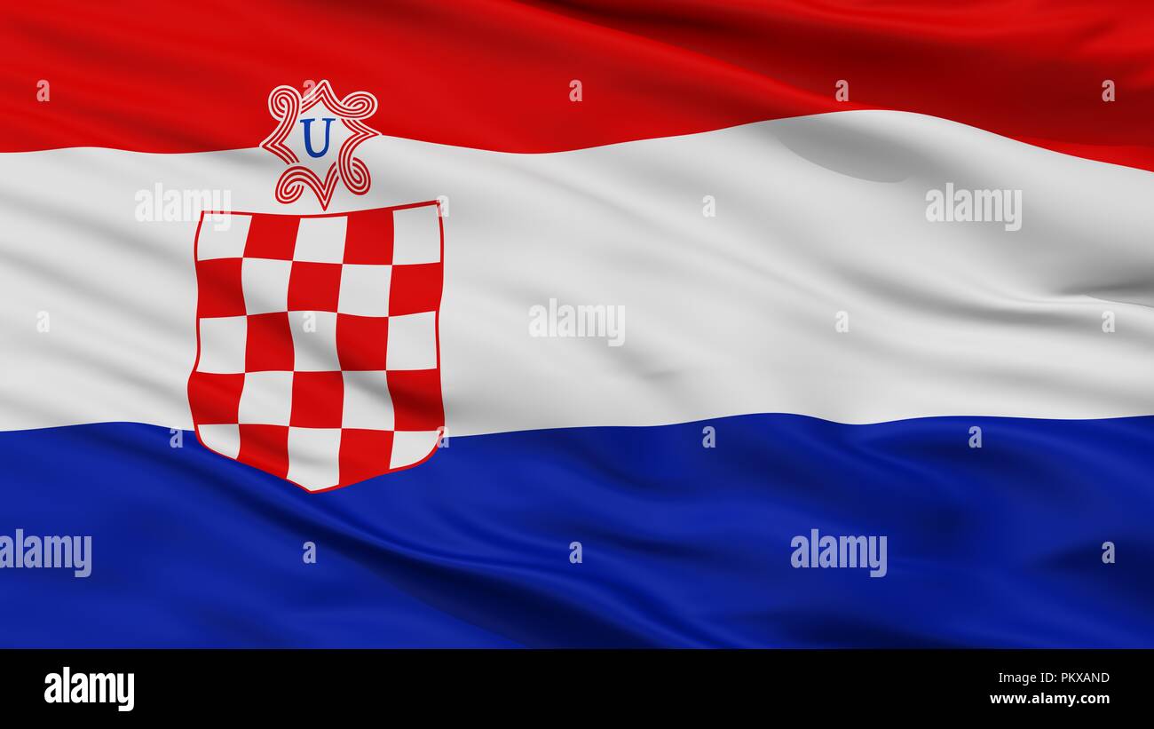 Independent State Of Croatia War Flag, Closeup View, 3D Rendering Stock ...