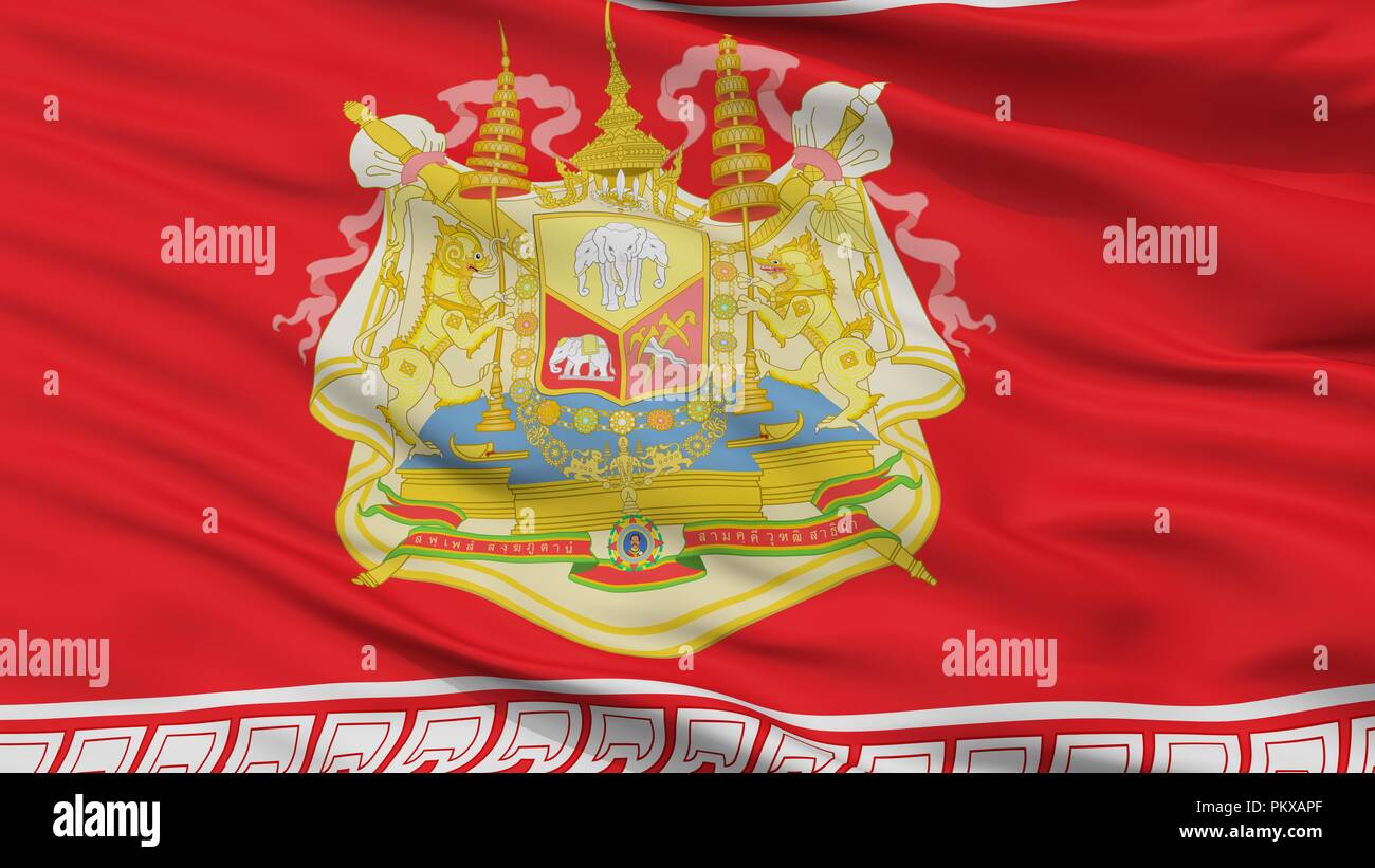 Siamese Army King Rama V Chudhadhujdhippatai Flag, Closeup View, 3D ...