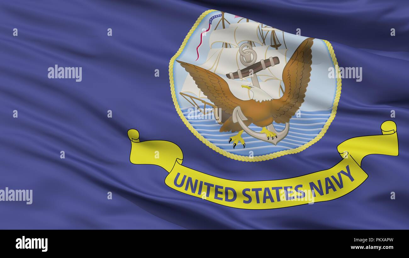 United States Navy Official Specifications Flag, Closeup View, 3D ...