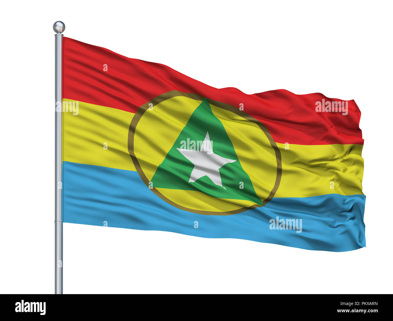 Bandiera Cabinda Flag On Flagpole, Isolated On White Background, 3D ...