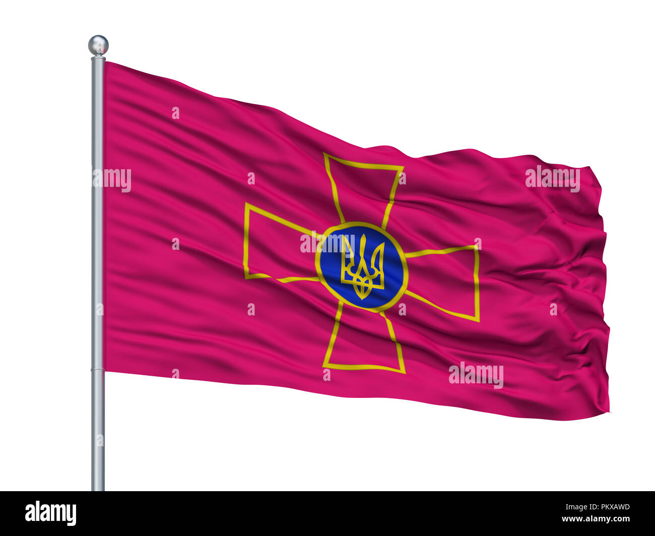 Ensign Of Ukrainian Armed Forces Flag On Flagpole, Isolated On White ...