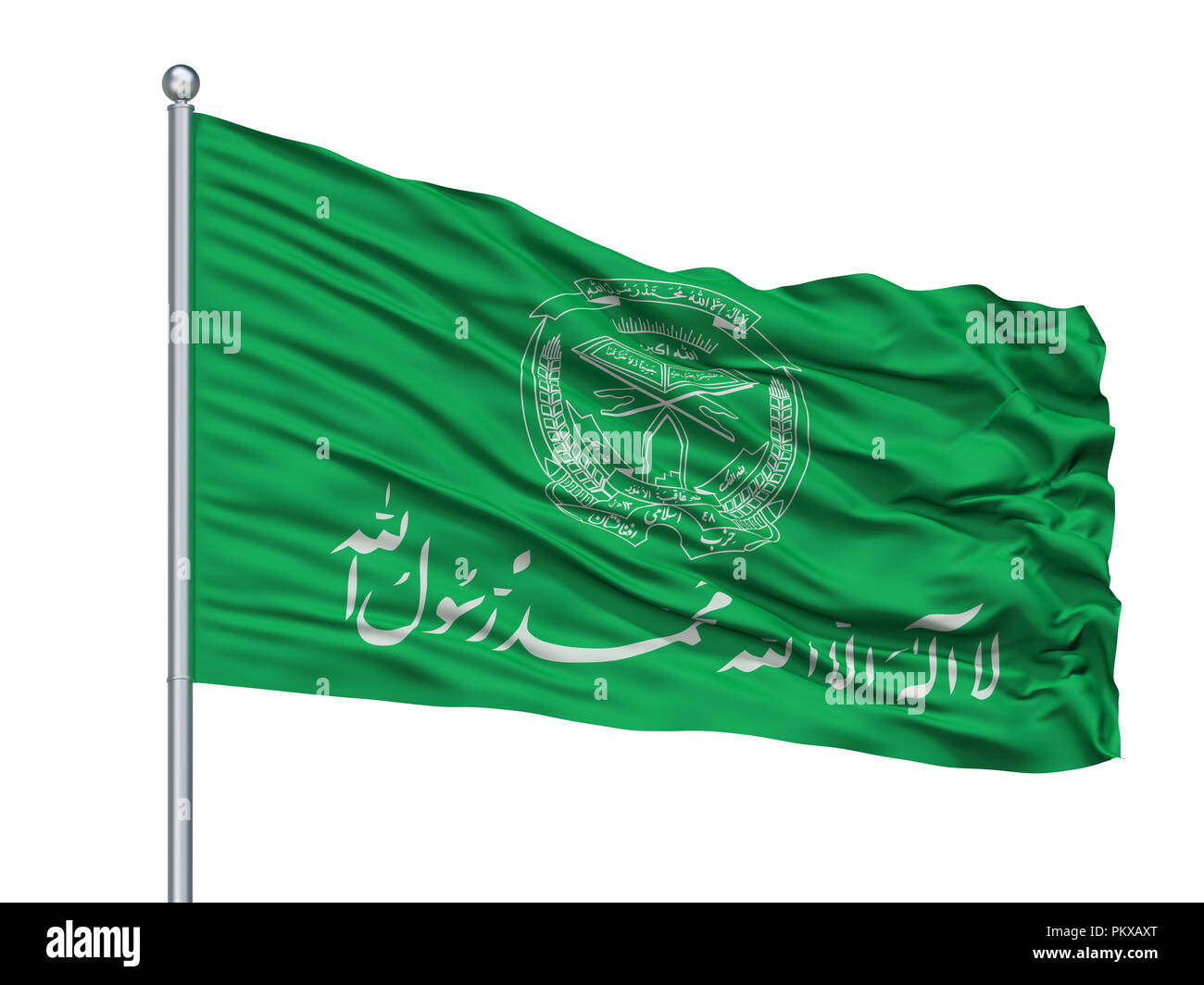 Hezbi Islami Gulbuddin Flag On Flagpole, Isolated On White Background ...