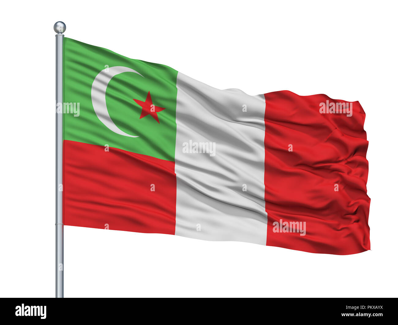 Muscogee Csa Indian Flag On Flagpole, Isolated On White Background, 3D ...