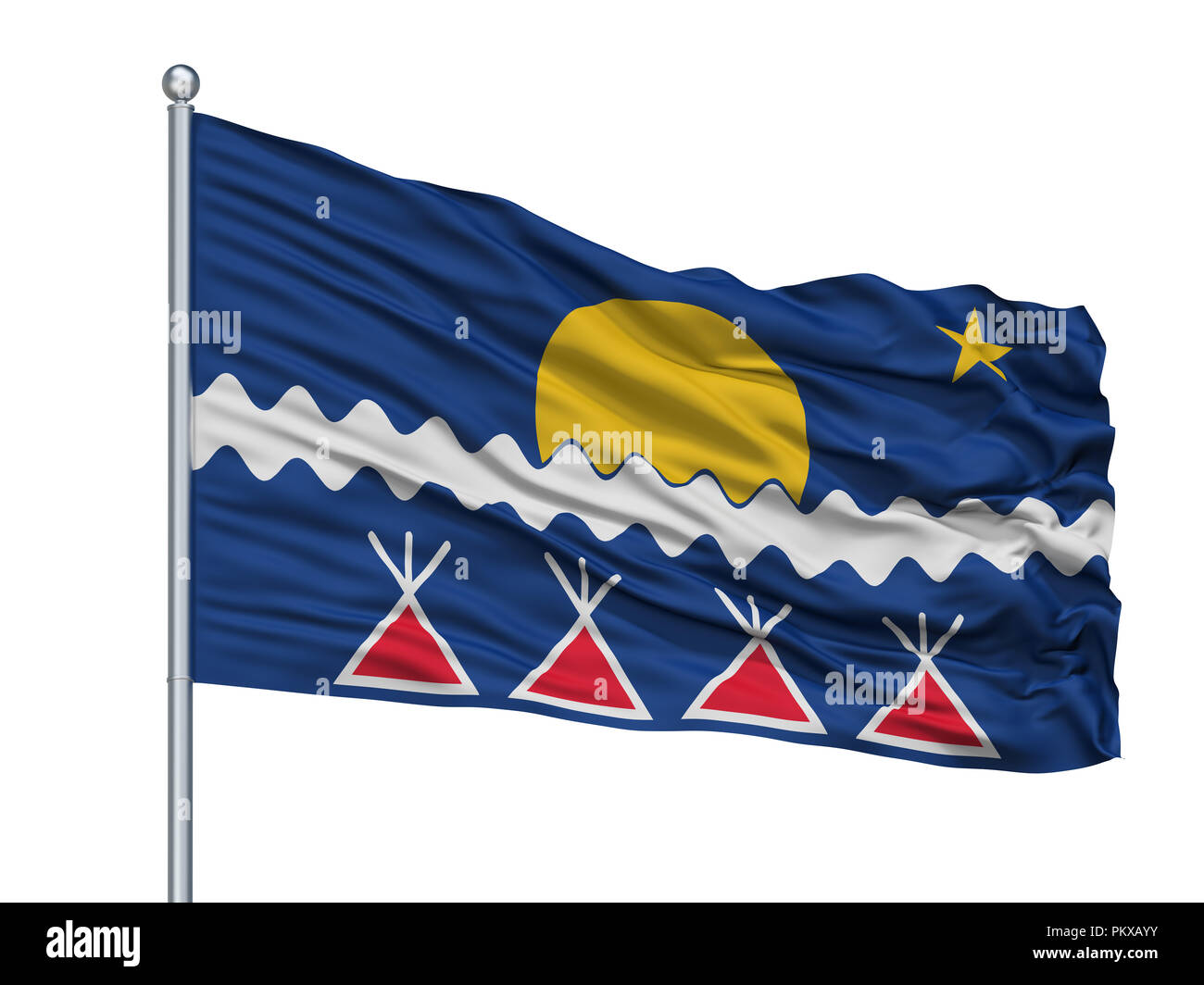 Native Americans Tribe Indian Flag On Flagpole, Isolated On White ...