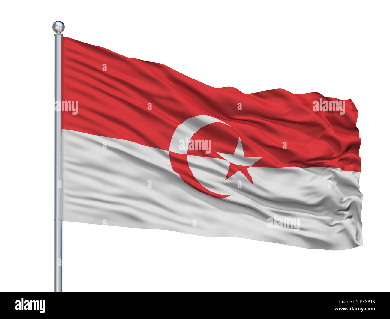 Islamic State Of Indonesia Flag On Flagpole, Isolated On White ...