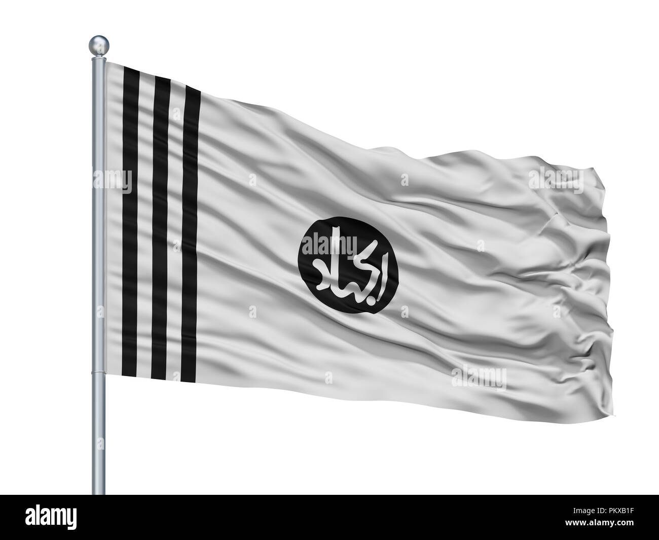 Jaishi E Mohammed Flag On Flagpole, Isolated On White Background, 3D ...