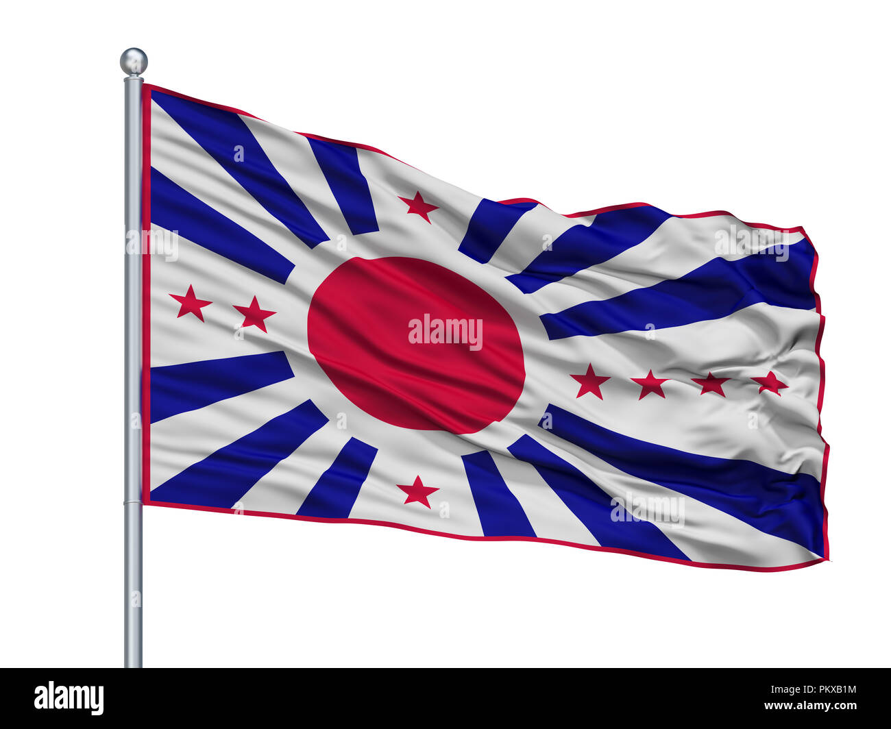 Japan Nazi High Castle Flag On Flagpole, Isolated On White Background ...