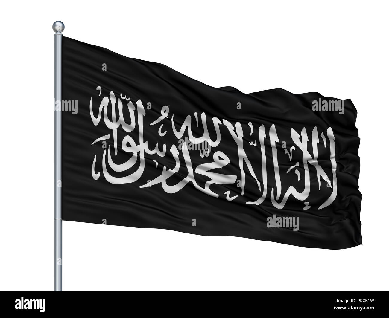 Jihad Flag On Flagpole, Isolated On White Background, 3D Rendering ...