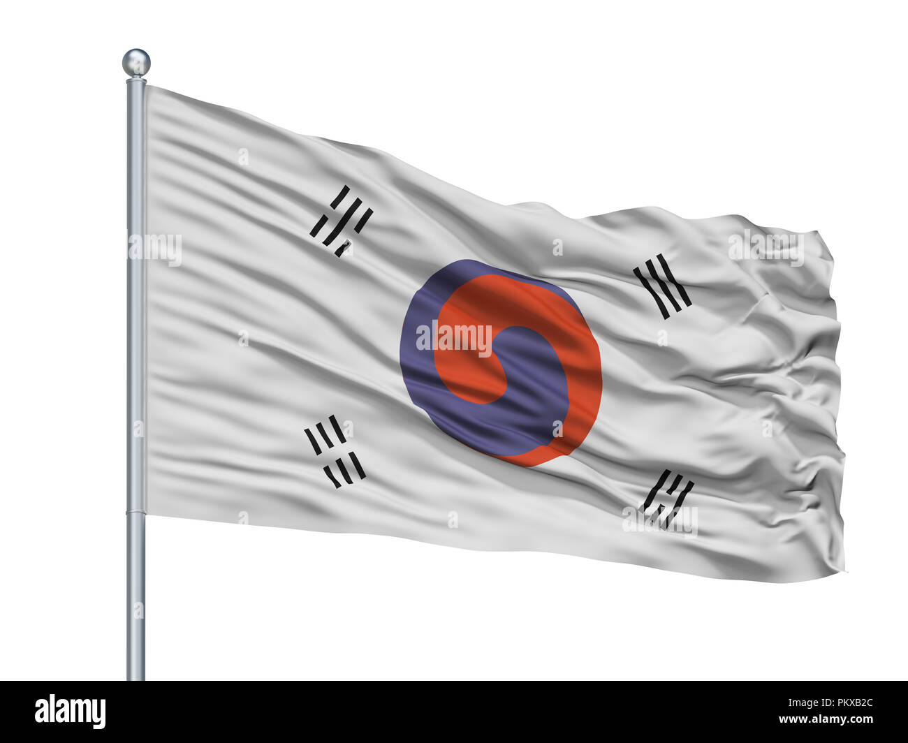 Korea 1882 1910 Flag On Flagpole, Isolated On White Background, 3D ...