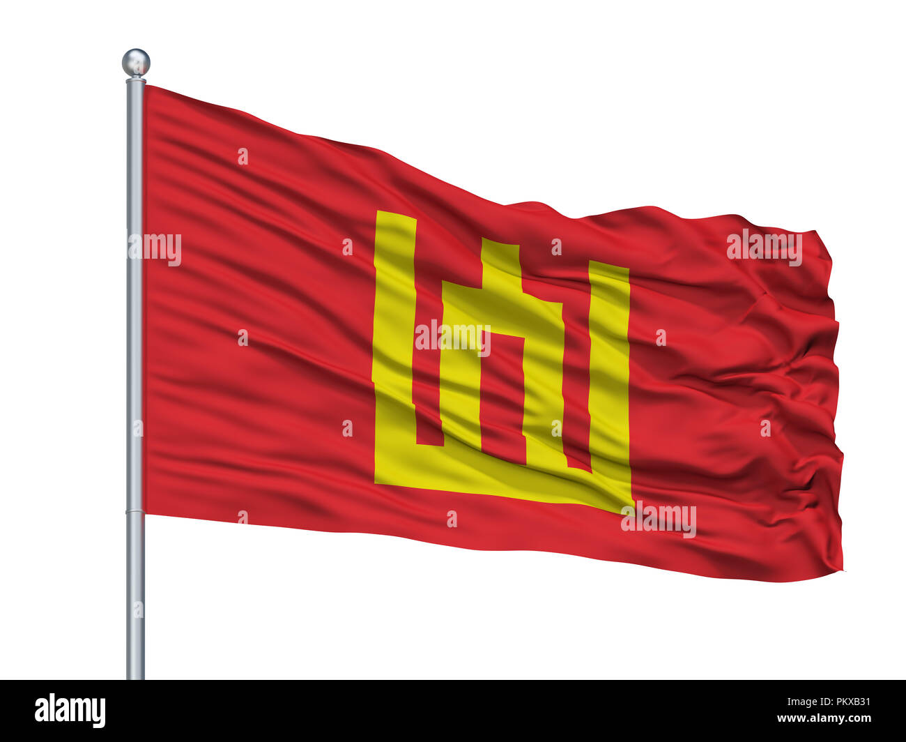 Lithuanian Army Flag On Flagpole, Isolated On White Background, 3D ...