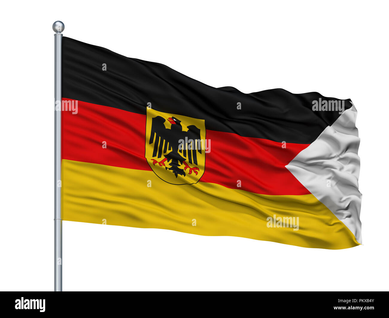 Germany Naval Ensign Flag On Flagpole, Isolated On White Background, 3D ...
