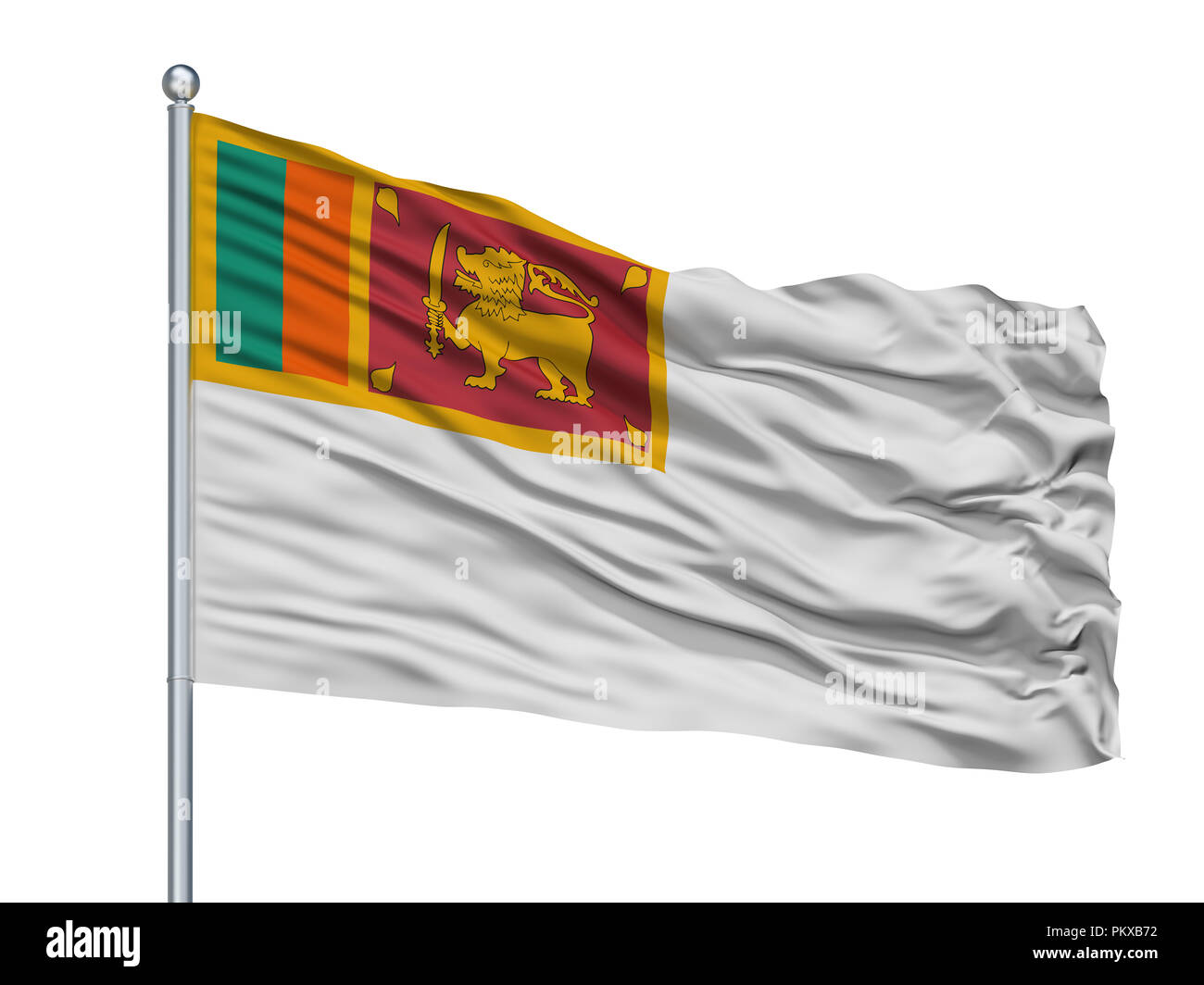 Sri Lanka Naval Ensign Flag On Flagpole, Isolated On White Background ...