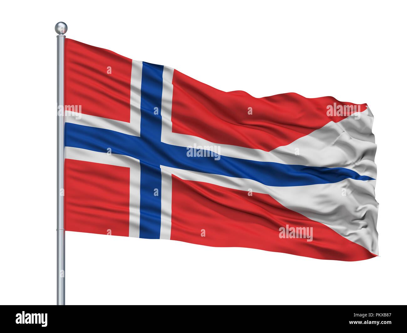 Norway State Flag On Flagpole, Isolated On White Background, 3D ...