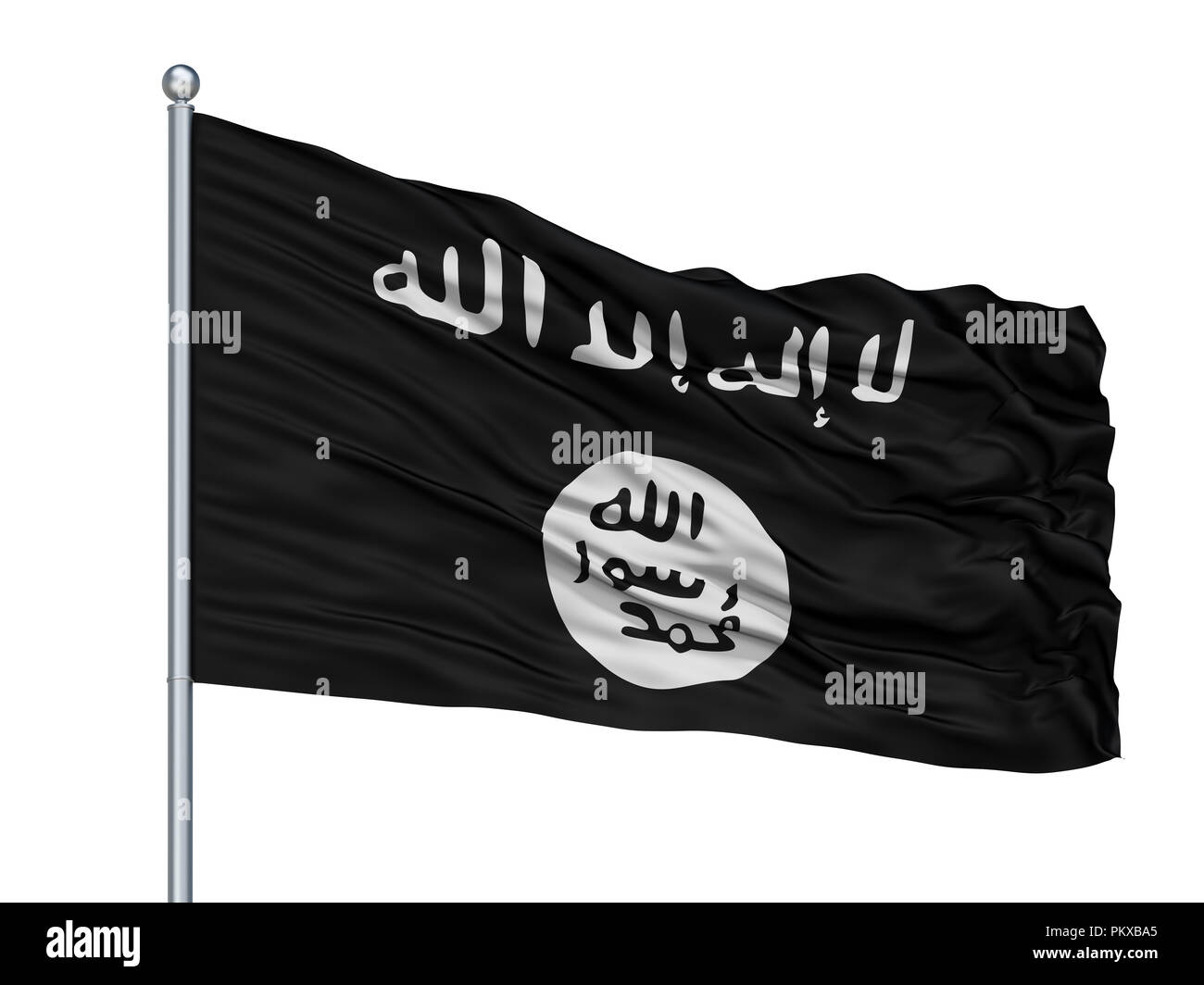 Shabab Flag On Flagpole, Isolated On White Background, 3D Rendering ...
