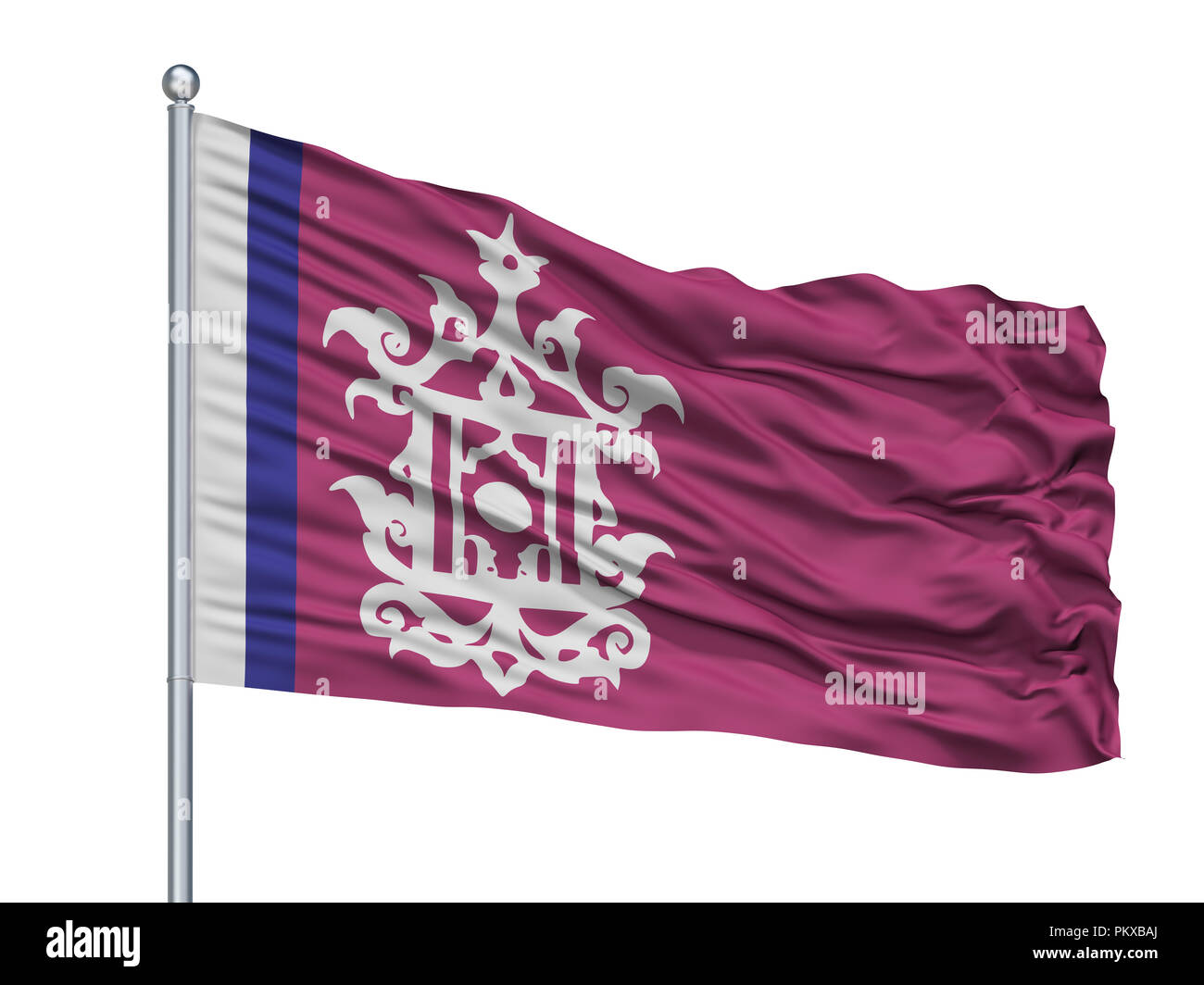 Sulu Flag On Flagpole, Isolated On White Background, 3D Rendering Stock ...