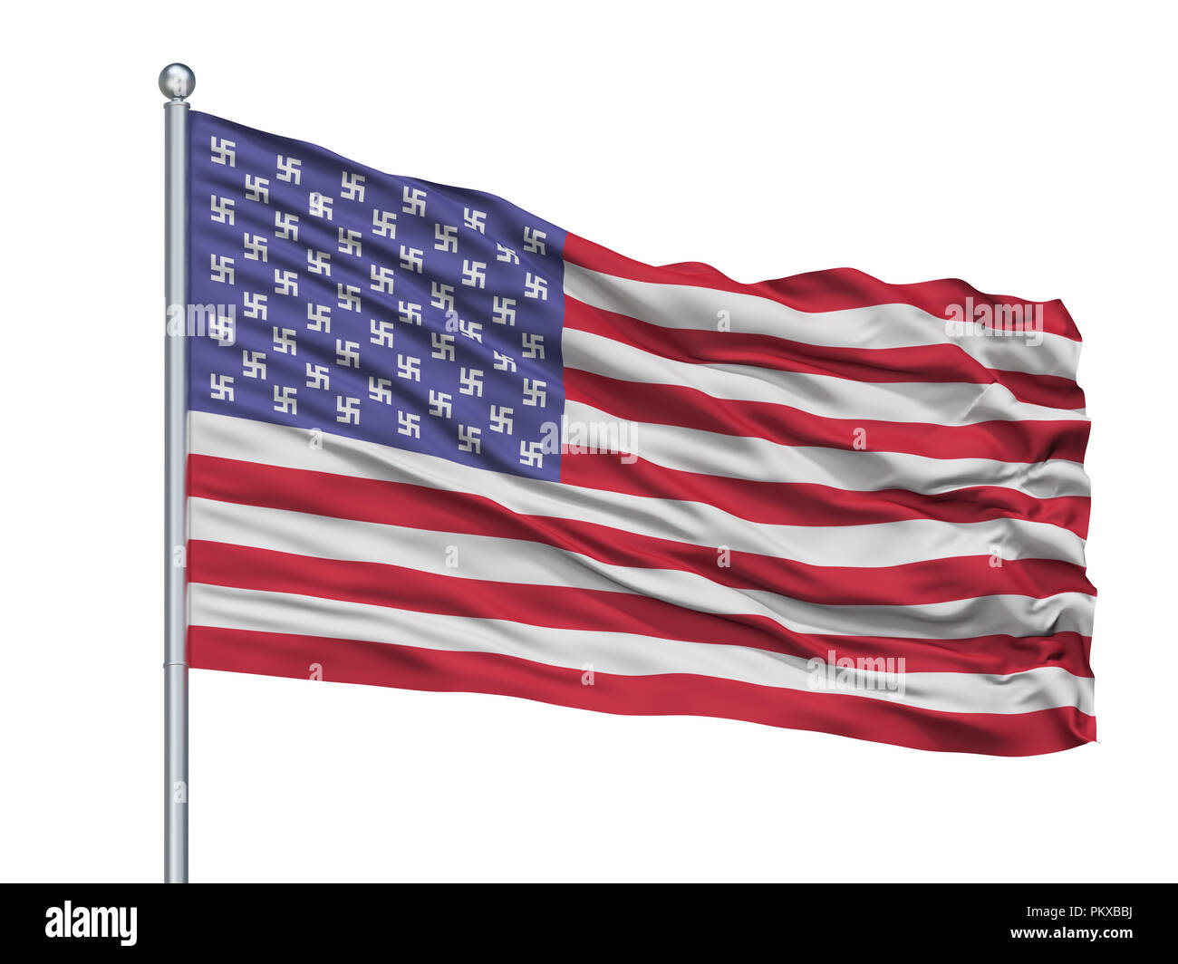 Man In High Castle Flag On Flagpole, Isolated On White Background, 3D ...
