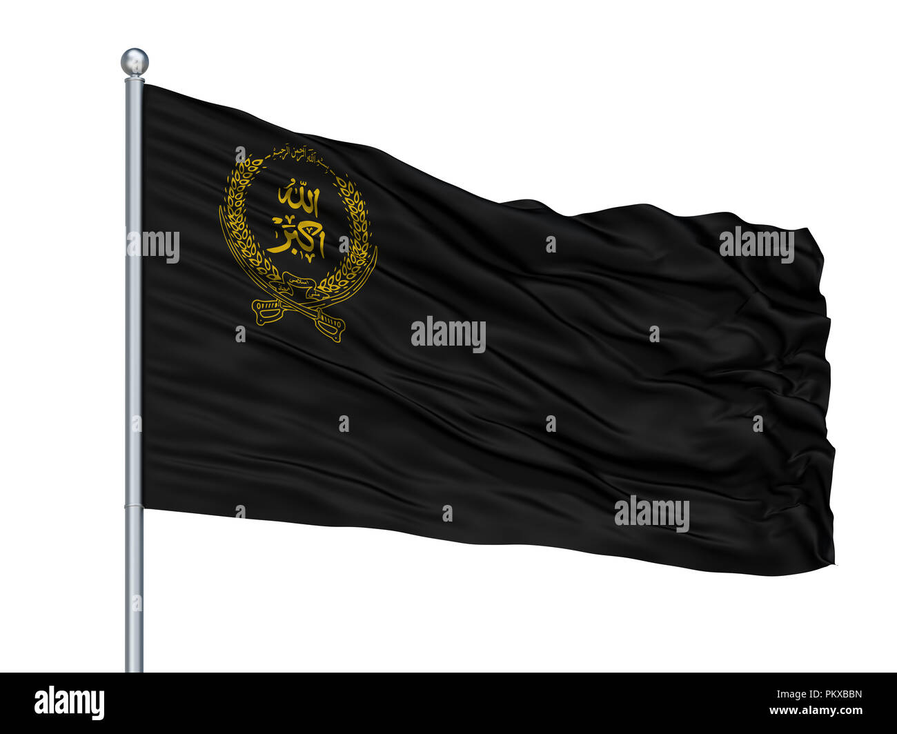 National Islamic Front Of Afghanistan Flag On Flagpole, Isolated On ...